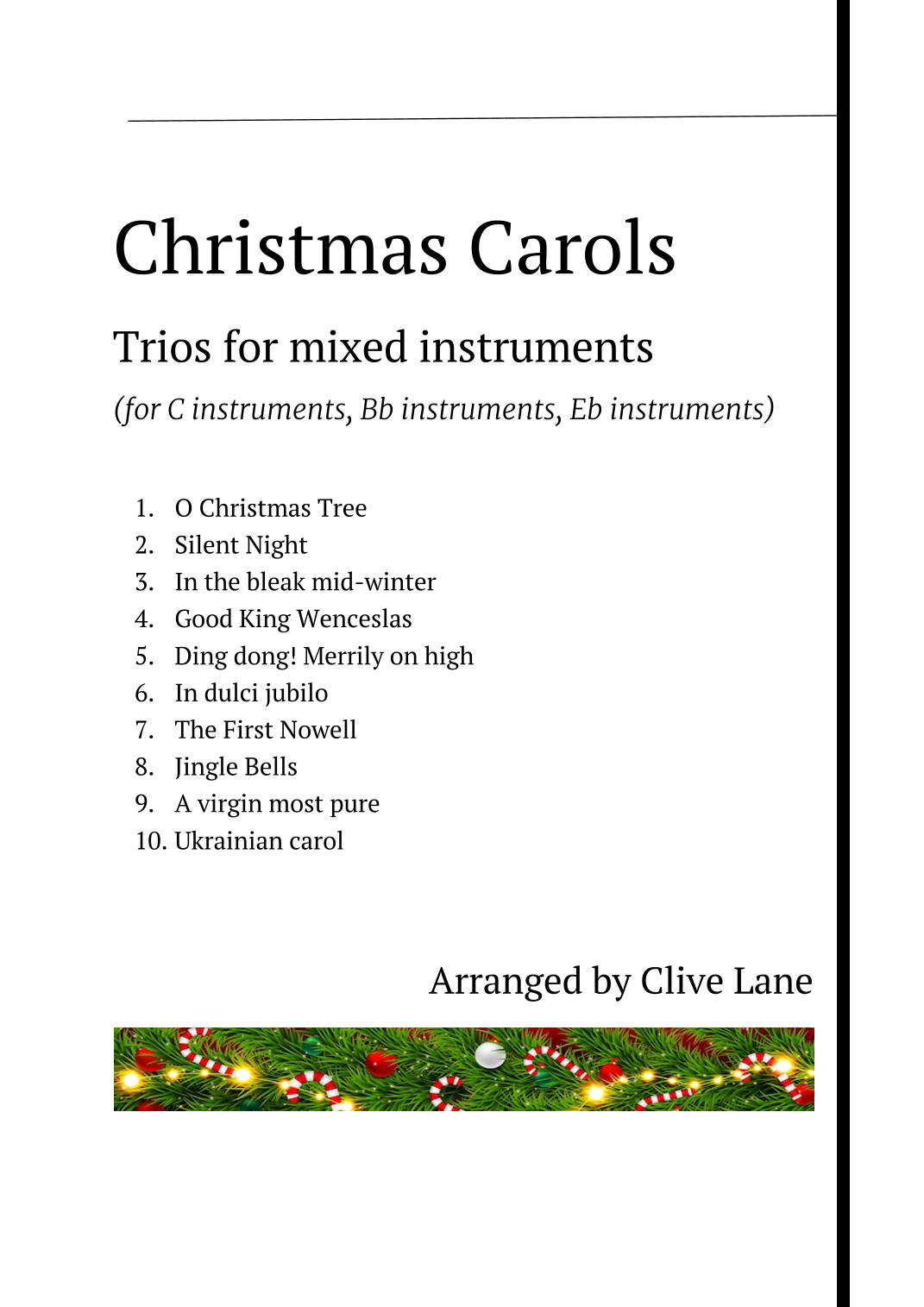 Ten Christmas Carols for Trios of mixed instruments (arr. Clive Lane ...