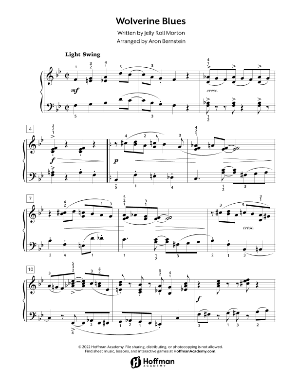 Wolverine Blues - Intermediate Piano (arr. Aron Bernstein, Hoffman ...