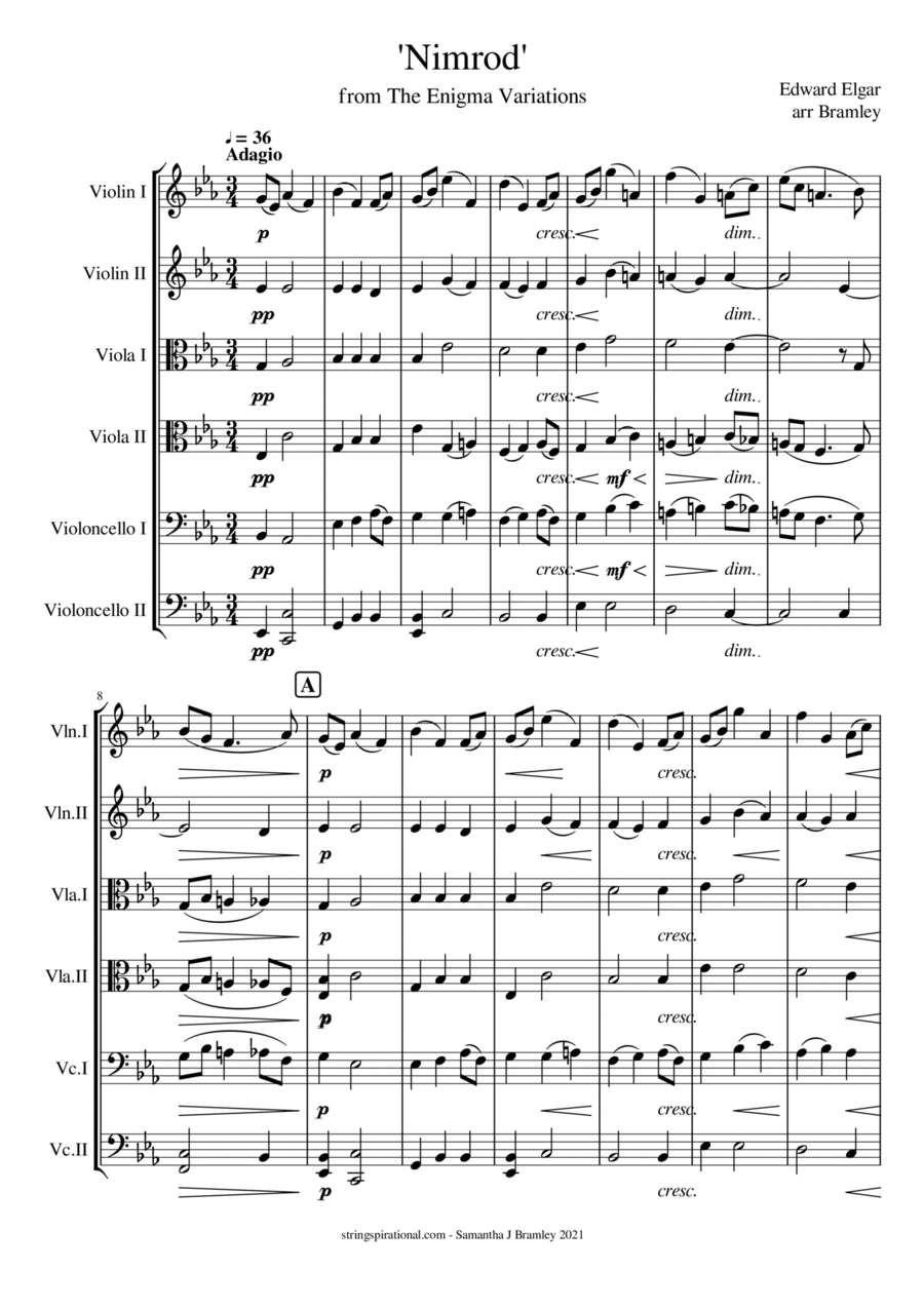 Nimrod from The Enigma Variations (for string sextet) (arr. Samantha J ...