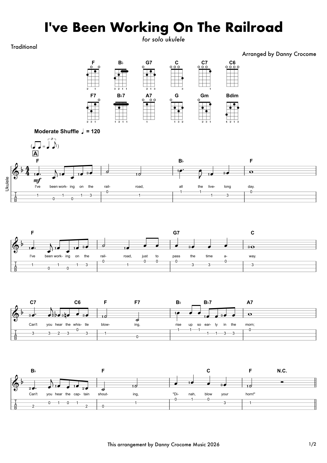 I've Been Working On The Railroad (for solo ukulele) (arr. Danny ...