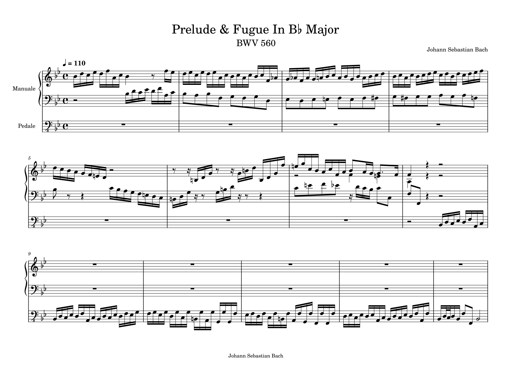 Prelude & Fugue In B? Major (arr. Raffaele Fonzi) Sheet Music ...