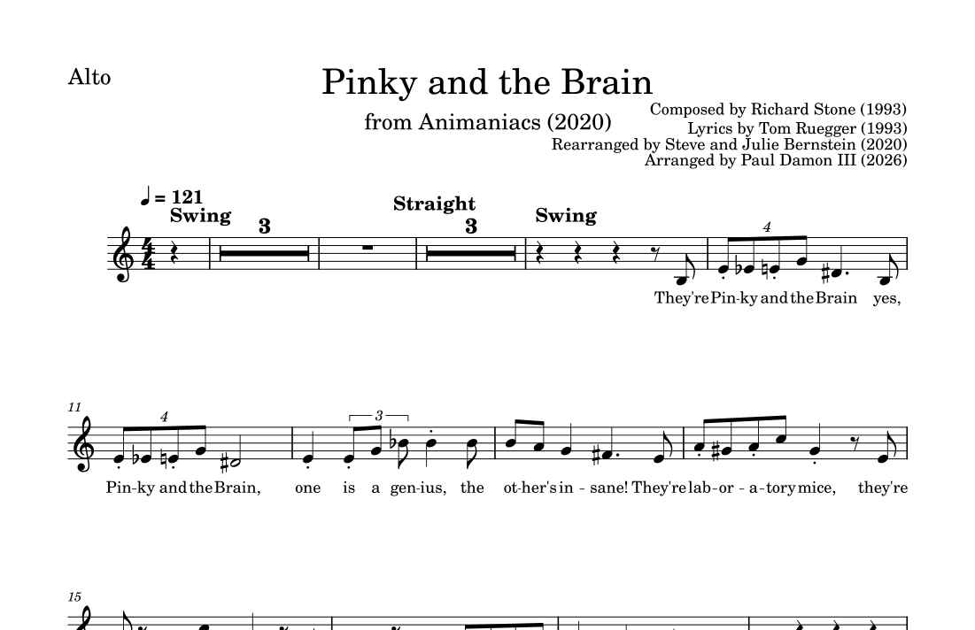 Pinky and the Brain - Alto (arr. Steve and Julie Bernstein (2020), Paul ...