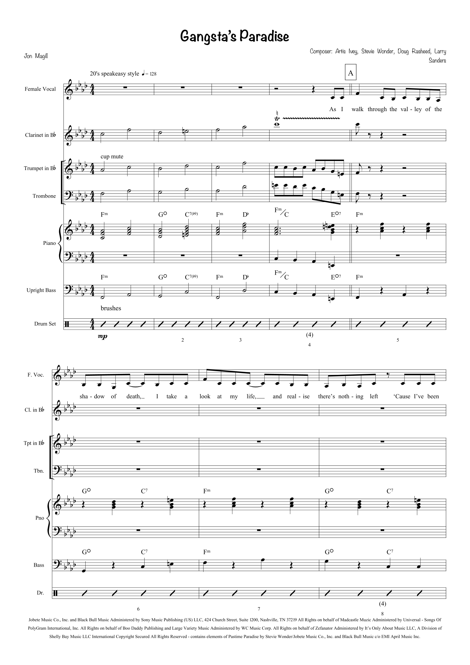 Gangsta's Paradise (arr. Jon Magill) by Coolio Featuring L.V. Sheet Music for Jazz Ensemble at ...