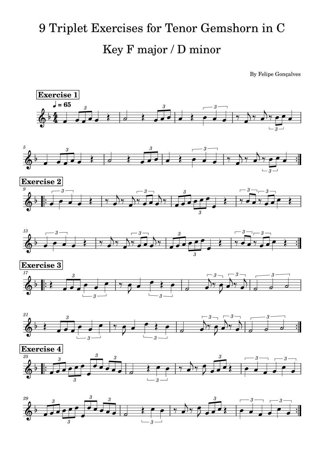 9 Triplet Exercises for Tenor Gemshorn in C von Felipe Gonçalves Noten ...