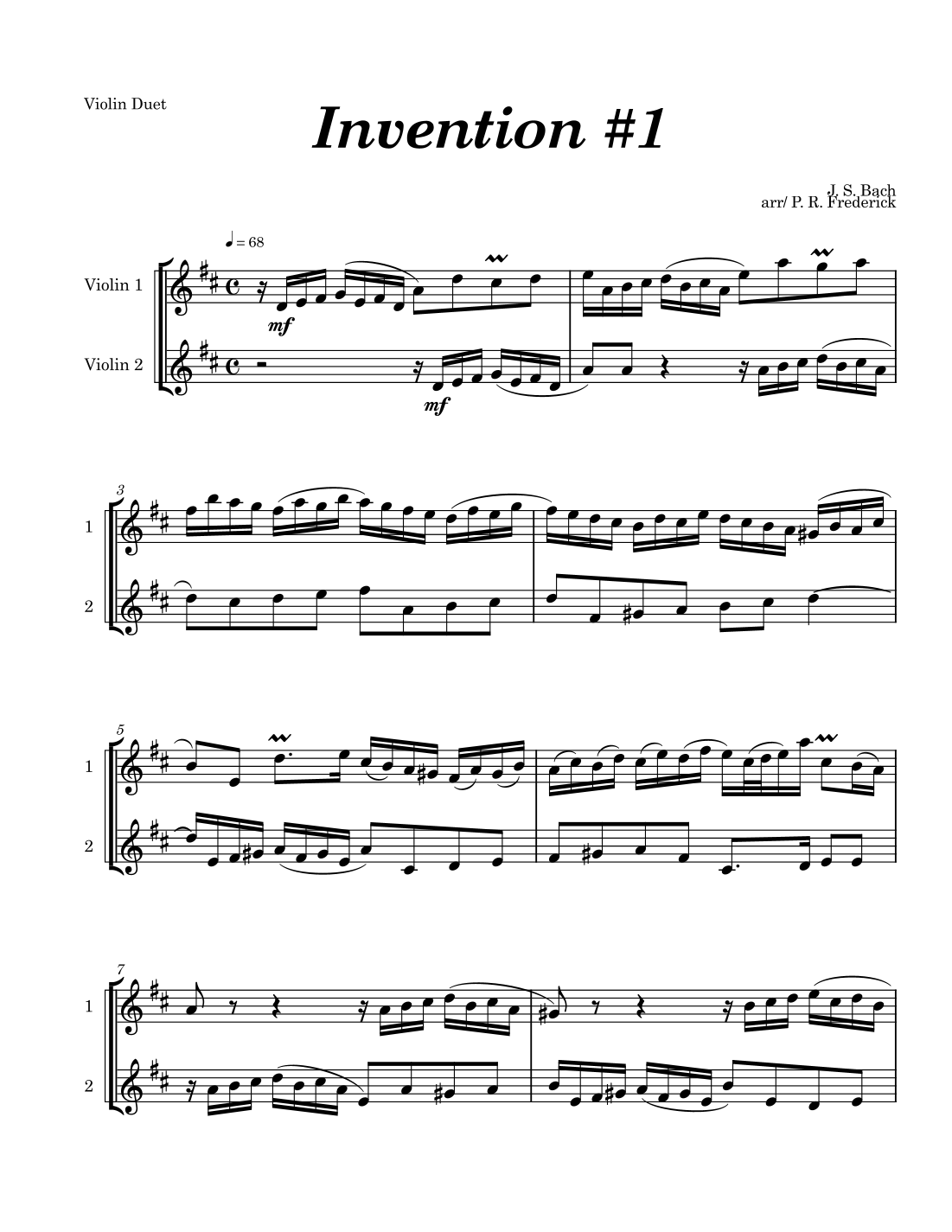 Invention #1 (arr. P. R. Frederick) by J. S. Bach Sheet Music for ...