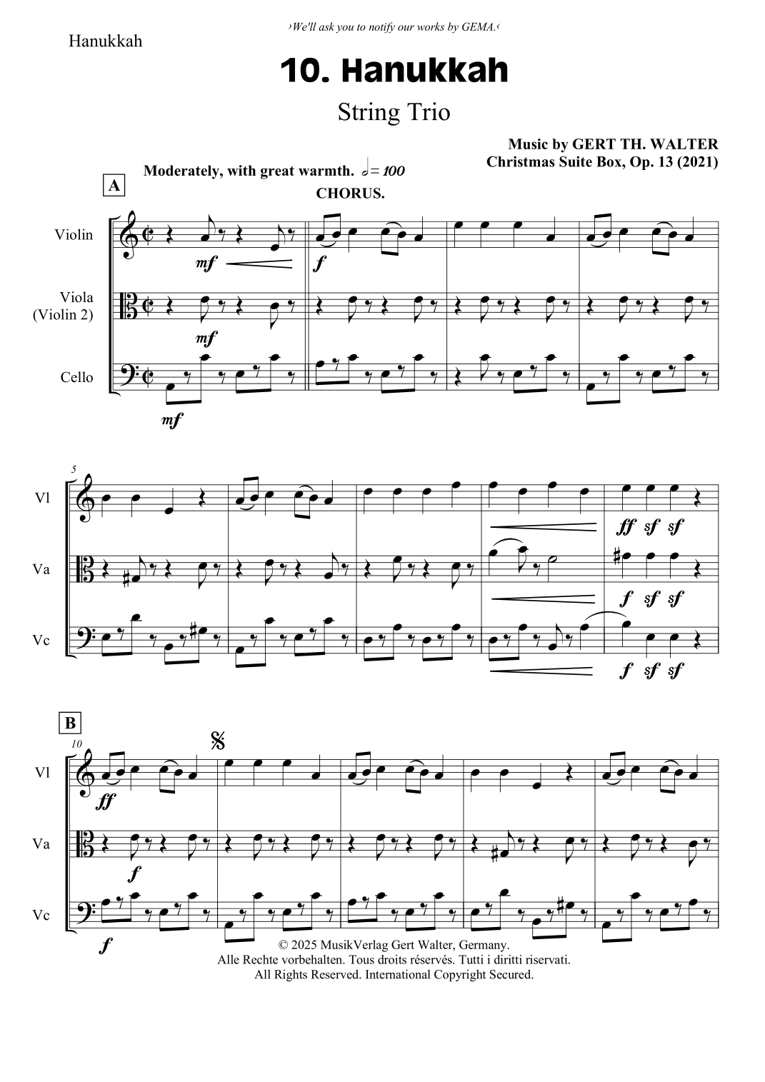Hanukkah by Gert Th. Walter Sheet Music for String Ensemble at Sheet ...