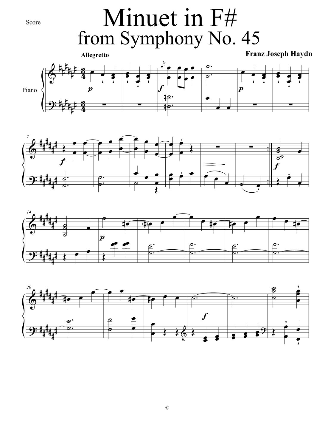 Haydn: Minuet from Symphony No. 45 in F-sharp minor "Farewell" (arr ...