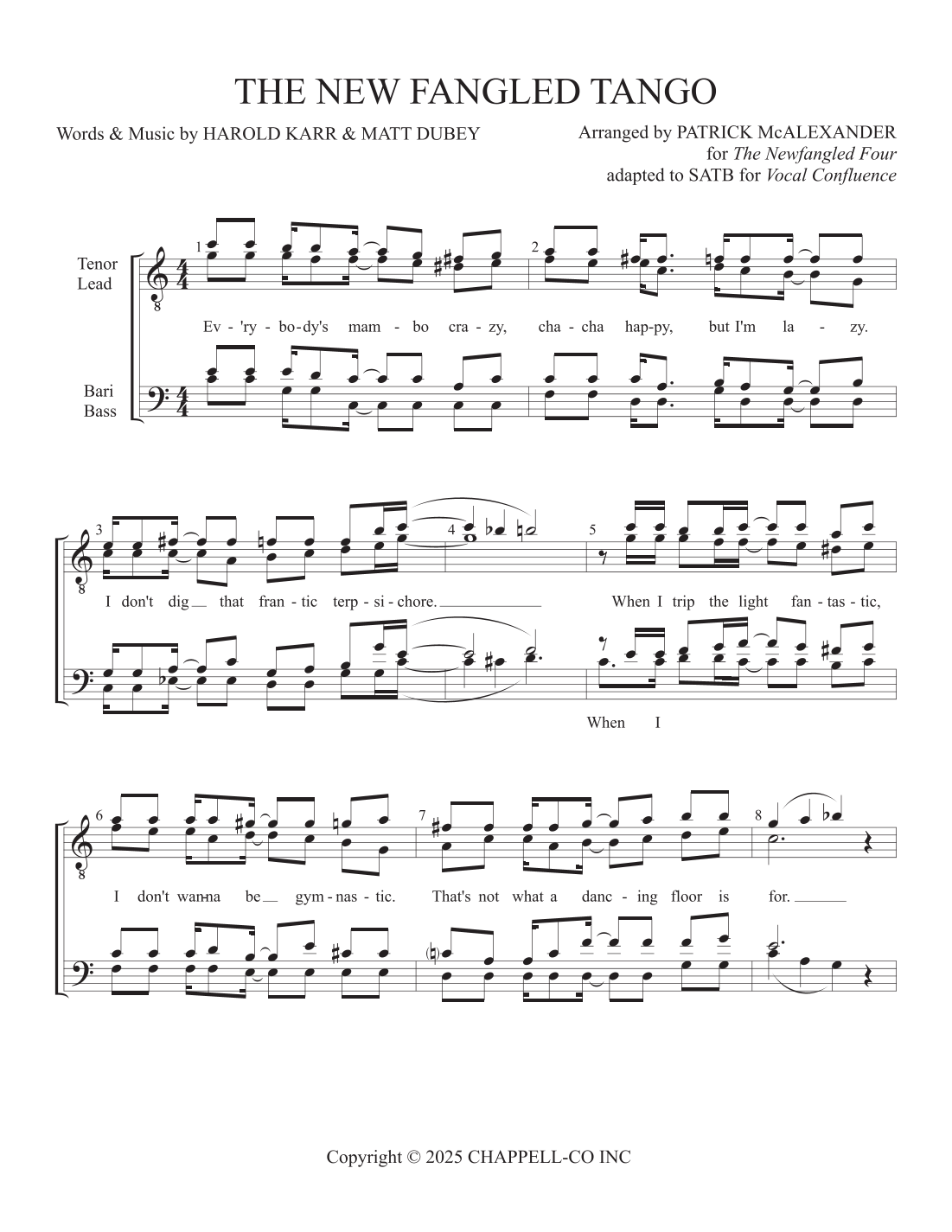 A New Fangled Tango (arr. Patrick McAlexander) by Harold Karr Sheet ...