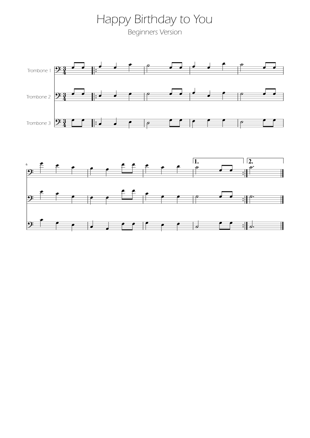 Happy Birthday to You - Trombone Trio (arr. Ygor Nunes) by Public ...
