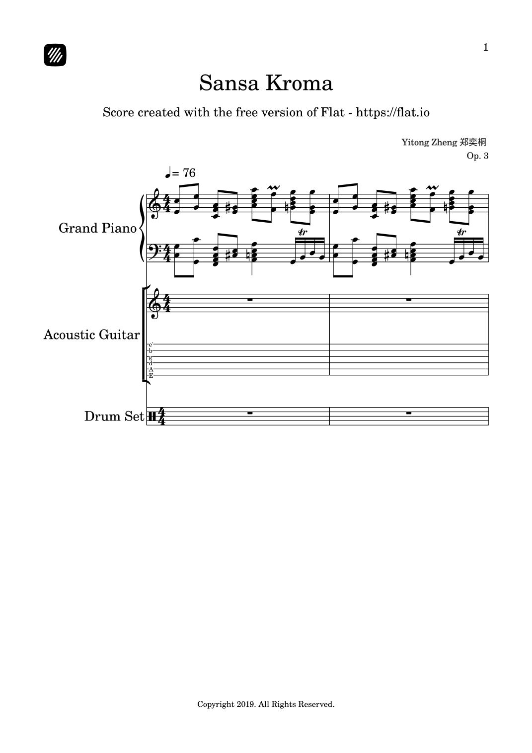 Sansa Kroma Op. 3 (arr. Yitong Zheng) por African Folk Song Partituras ...