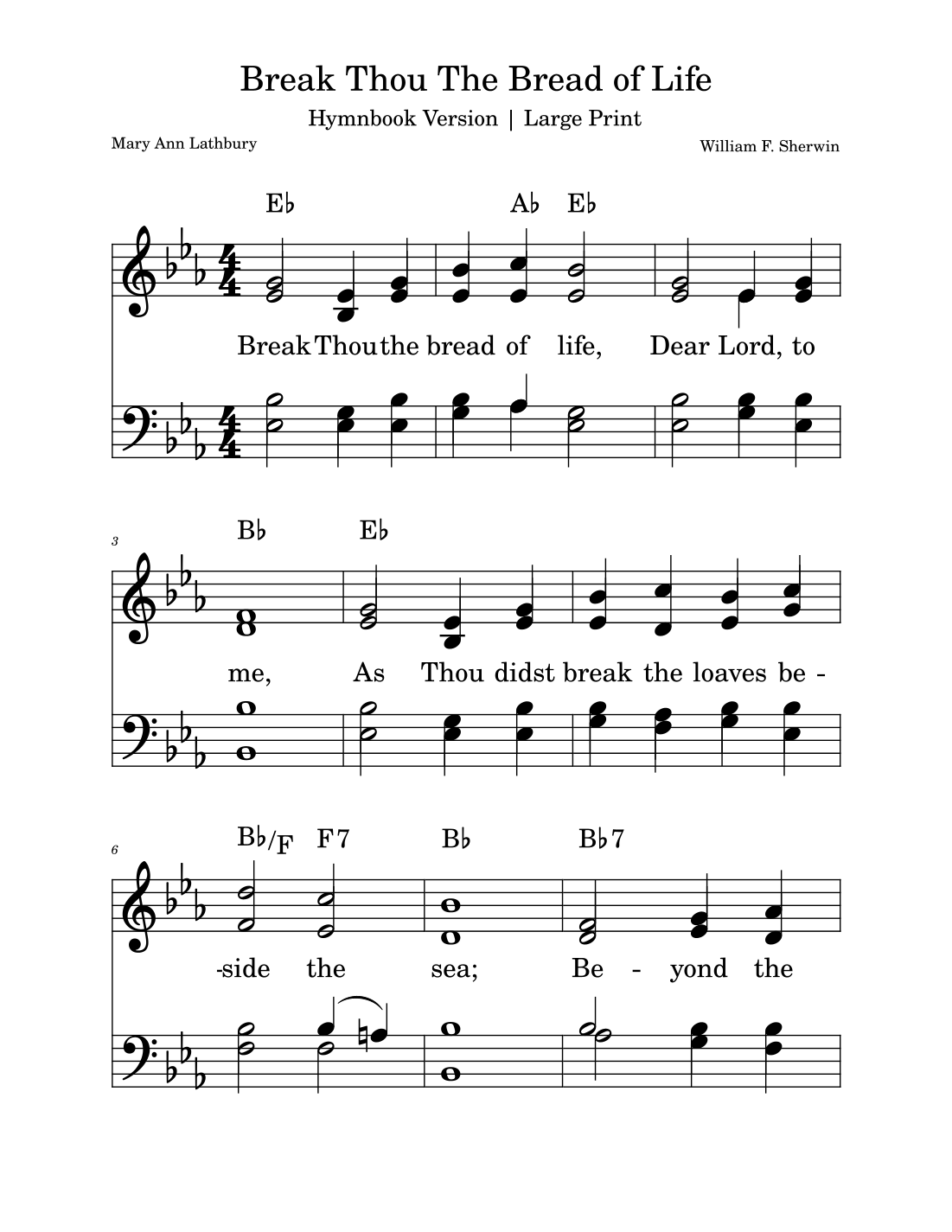 Break Thou the Bread of Life HYMN BOOK Version LARGE PRINT Traditional ...