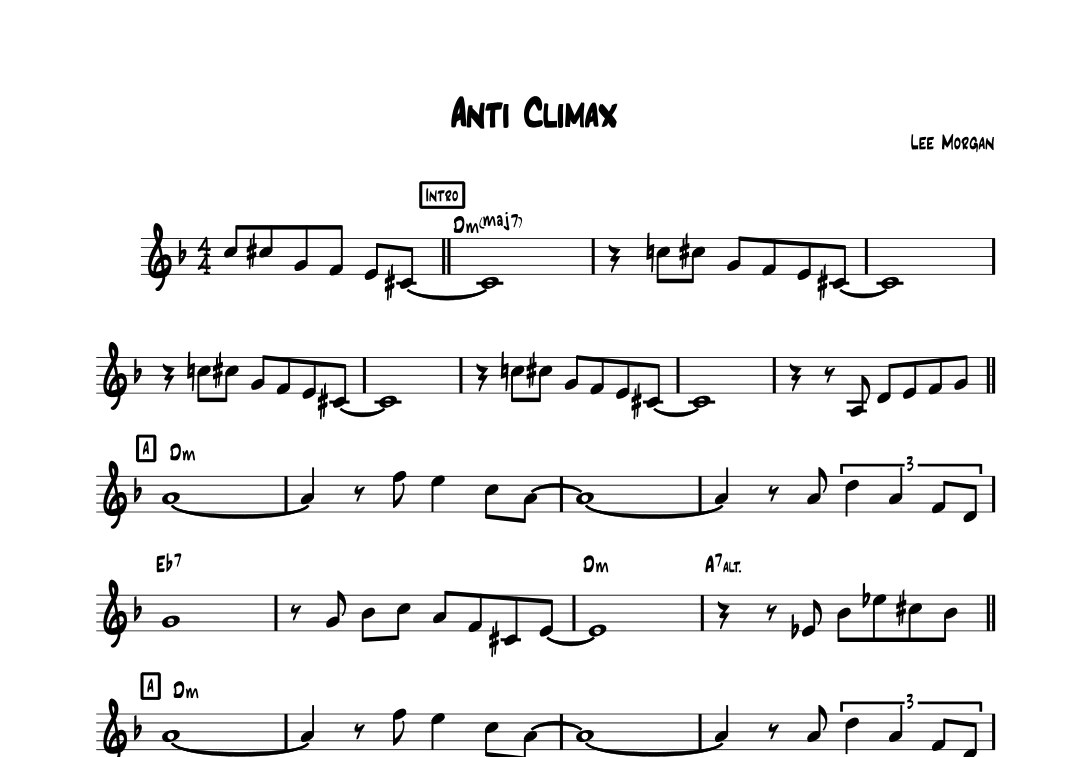 Anti Climax (arr. Bronson Ferdinand Wright) by Lee Morgan Sheet Music ...