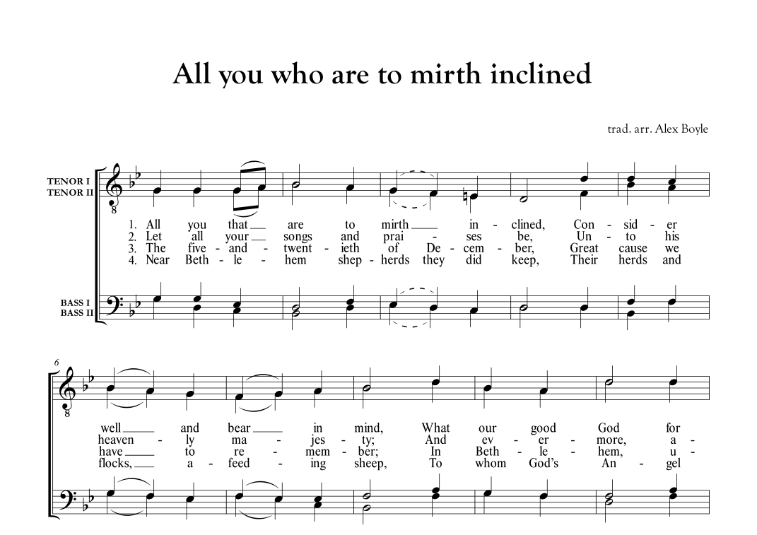 All you who are to mirth inclined (arr. Alex Boyle) by Alex Boyle Sheet ...