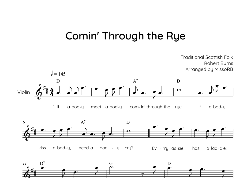THE ROWAN TREE - VIOLIN IN D EASY WITH CHORDS AND LYRICS POR ...