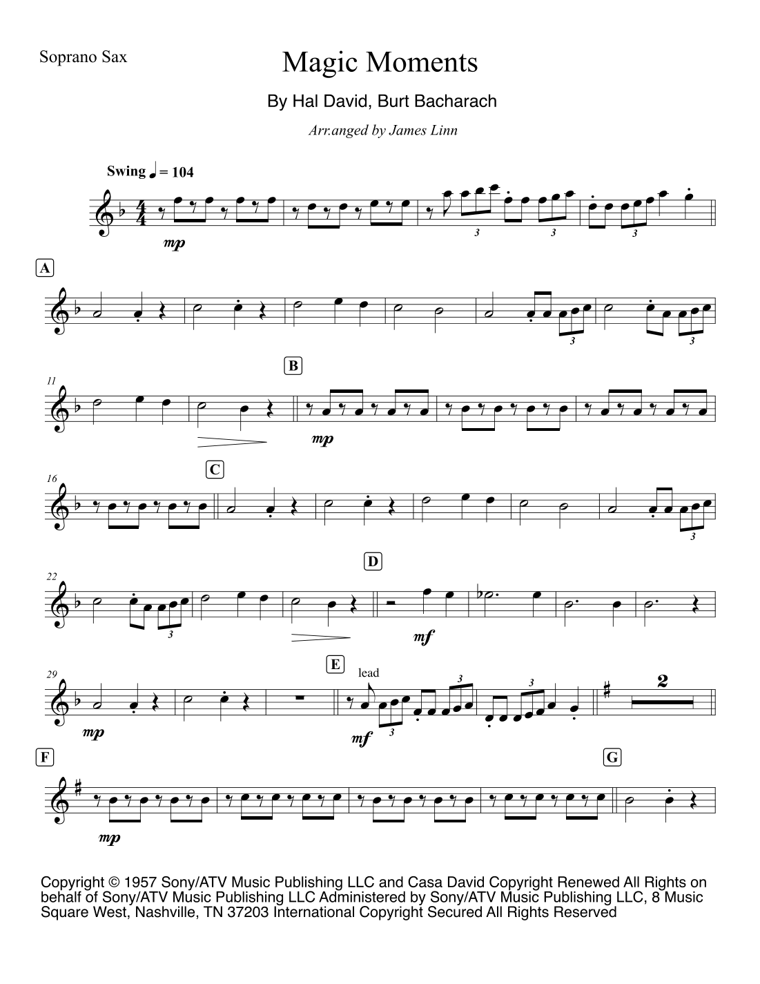 Magic Moments (arr. James Linn) por Perry Como Partituras para ...