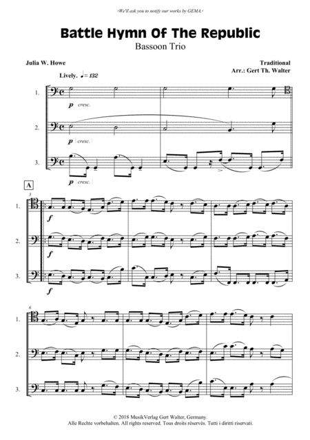 Battle Hymn Of The Republic Sheet Music | American Traditional ...