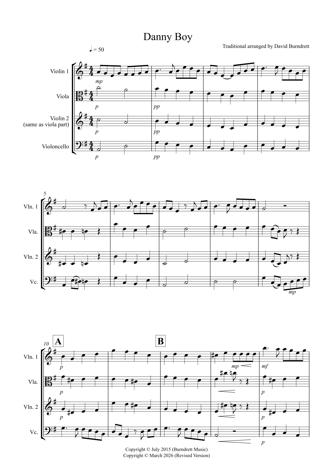 Danny Boy – String Trio (Violin, Violin or Viola, and Cello) (arr ...