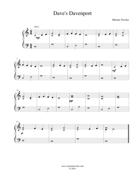 Dave's Davenport Sheet Music | Miriam Troxler | Piano Solo