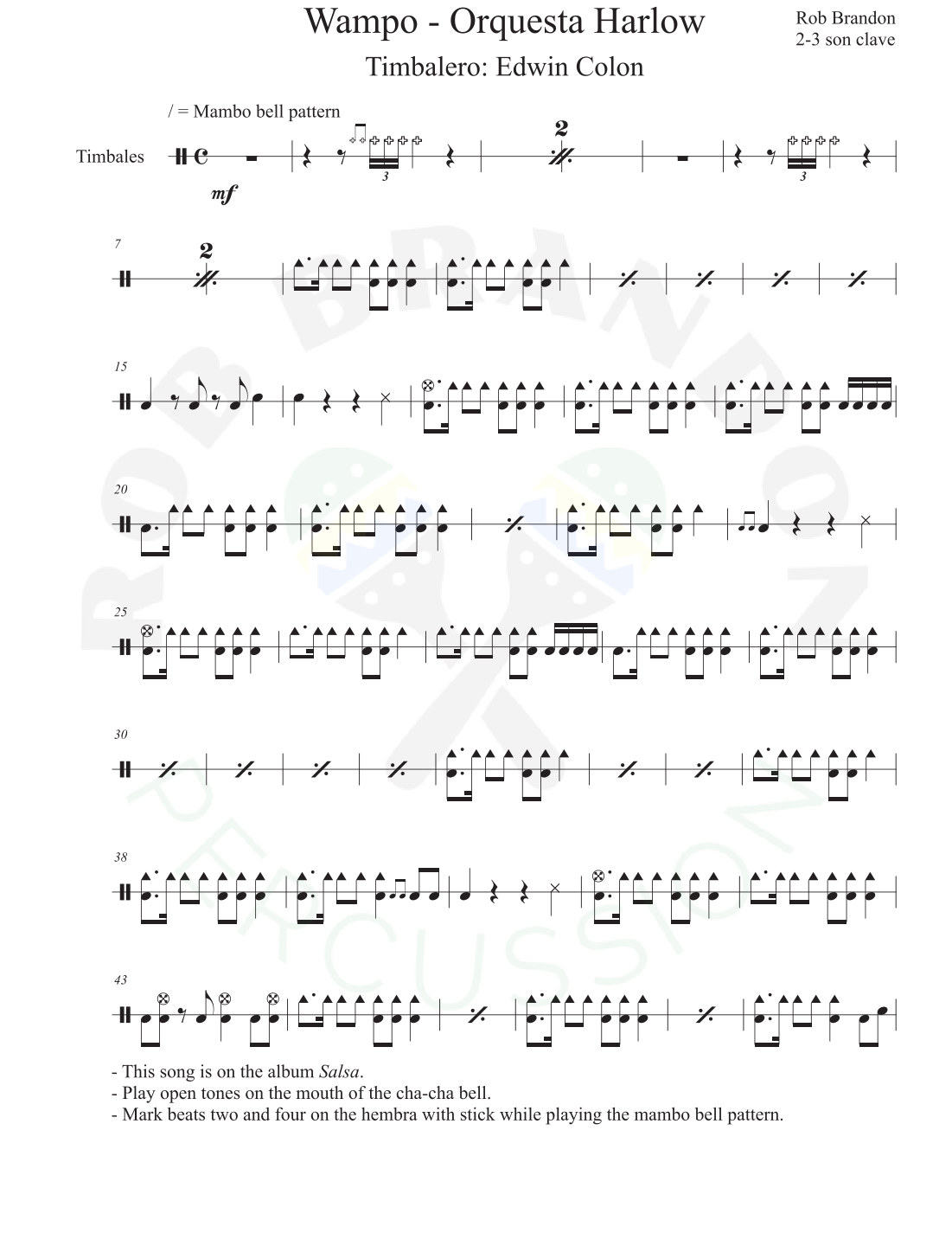 Wampo (arr. Rob Brandon) by Urbano Montiel Sheet Music for Percussion ...