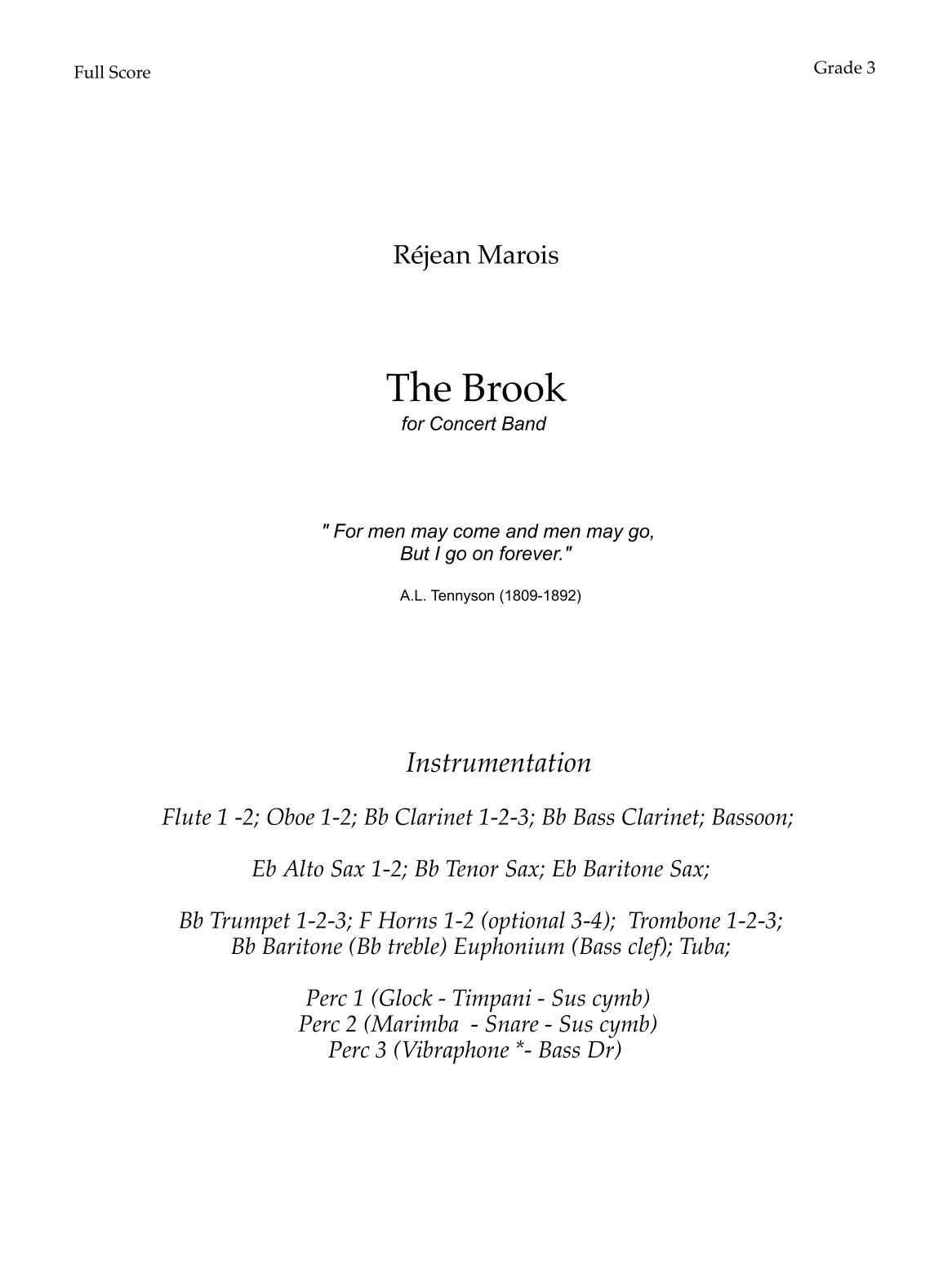 The Brook by Rejean Marois Sheet Music for Concert Band at Sheet Music ...