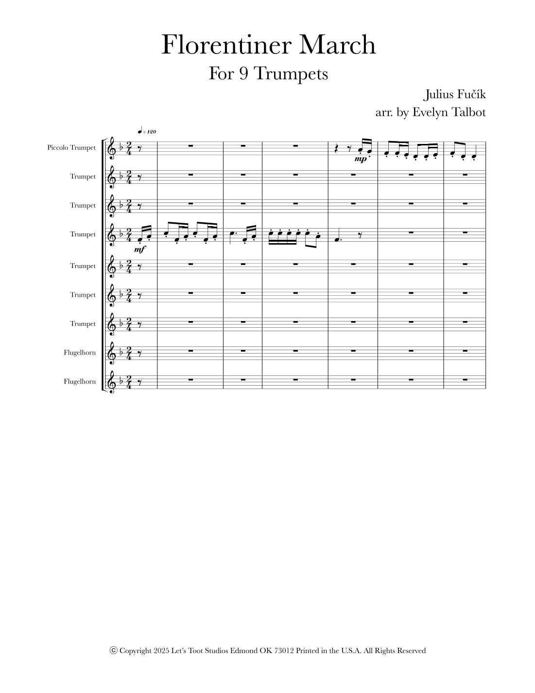 Florentiner March (arr. Evelyn Talbot by Julius Fucik Sheet Music for ...