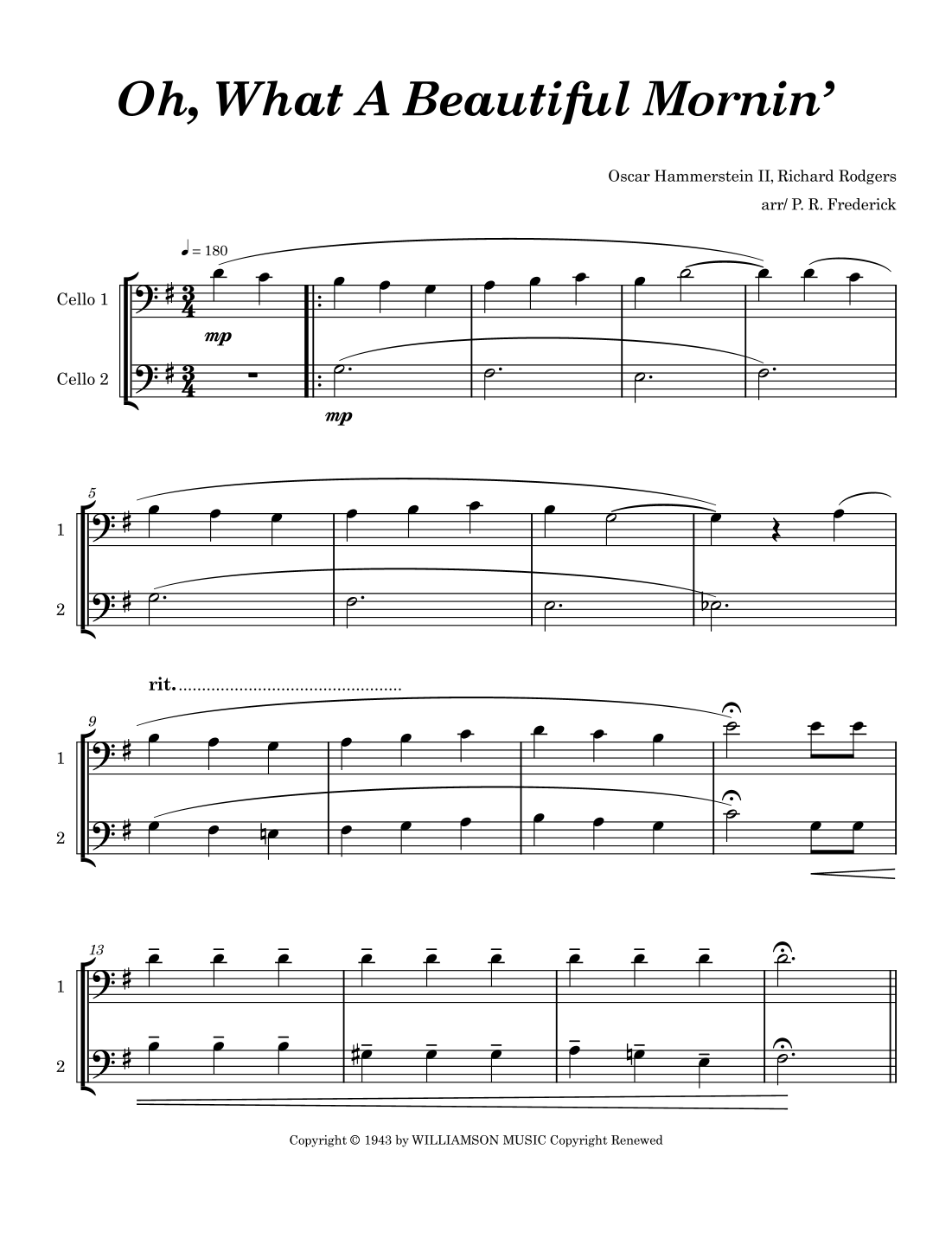 Oh, What A Beautiful Mornin' (arr. P. R. Frederick by Jeremy Jordan ...