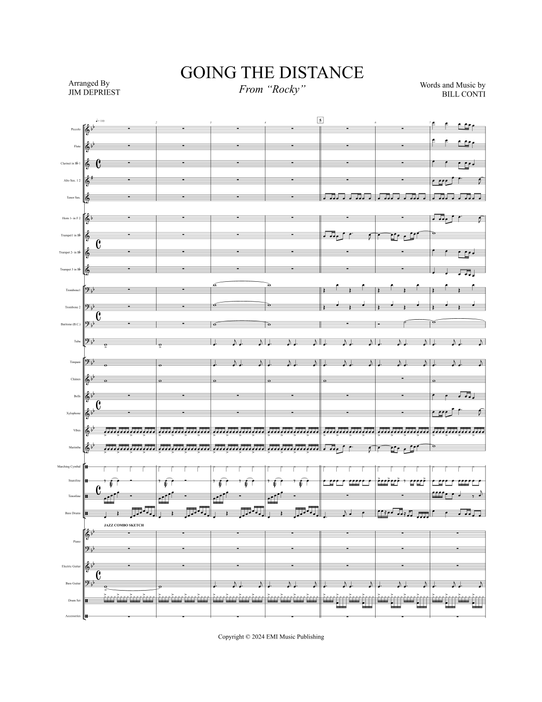 Going The Distance (arr. Jim DePriest) by Bill Conti Sheet Music for ...