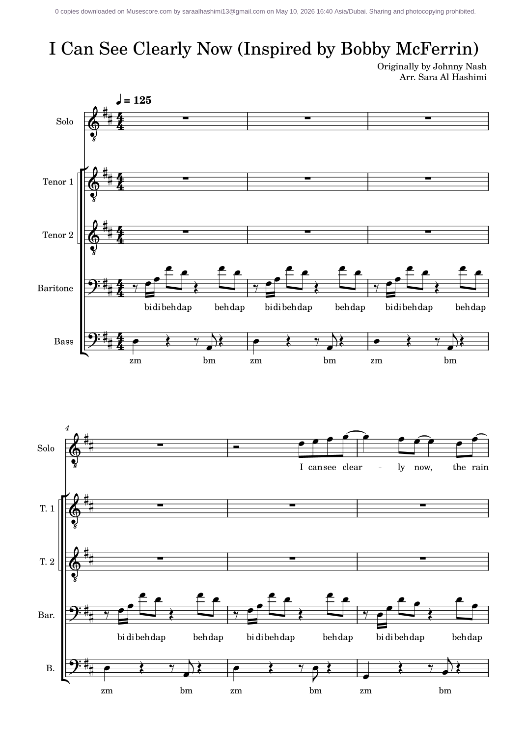 I Can See Clearly Now (arr. Sara Al Hashimi) by Jimmy Cliff Sheet Music ...