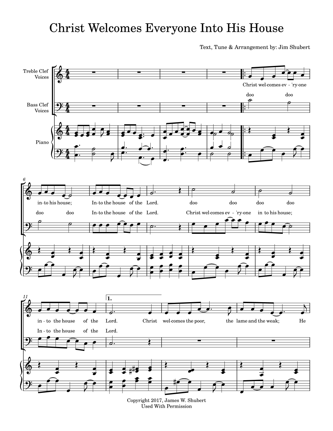 Christ Welcomes Everyone Into His House by James Shubert Sheet Music ...