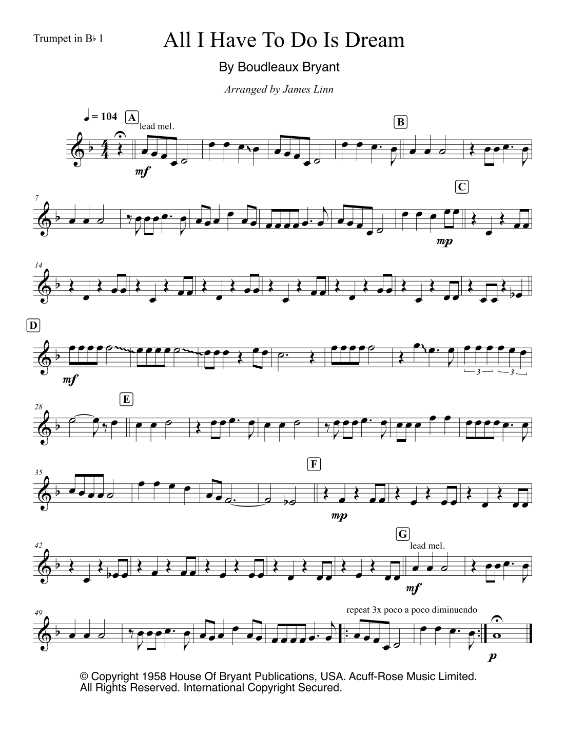 All I Have To Do Is Dream (arr. James Linn) by The Everly Brothers ...