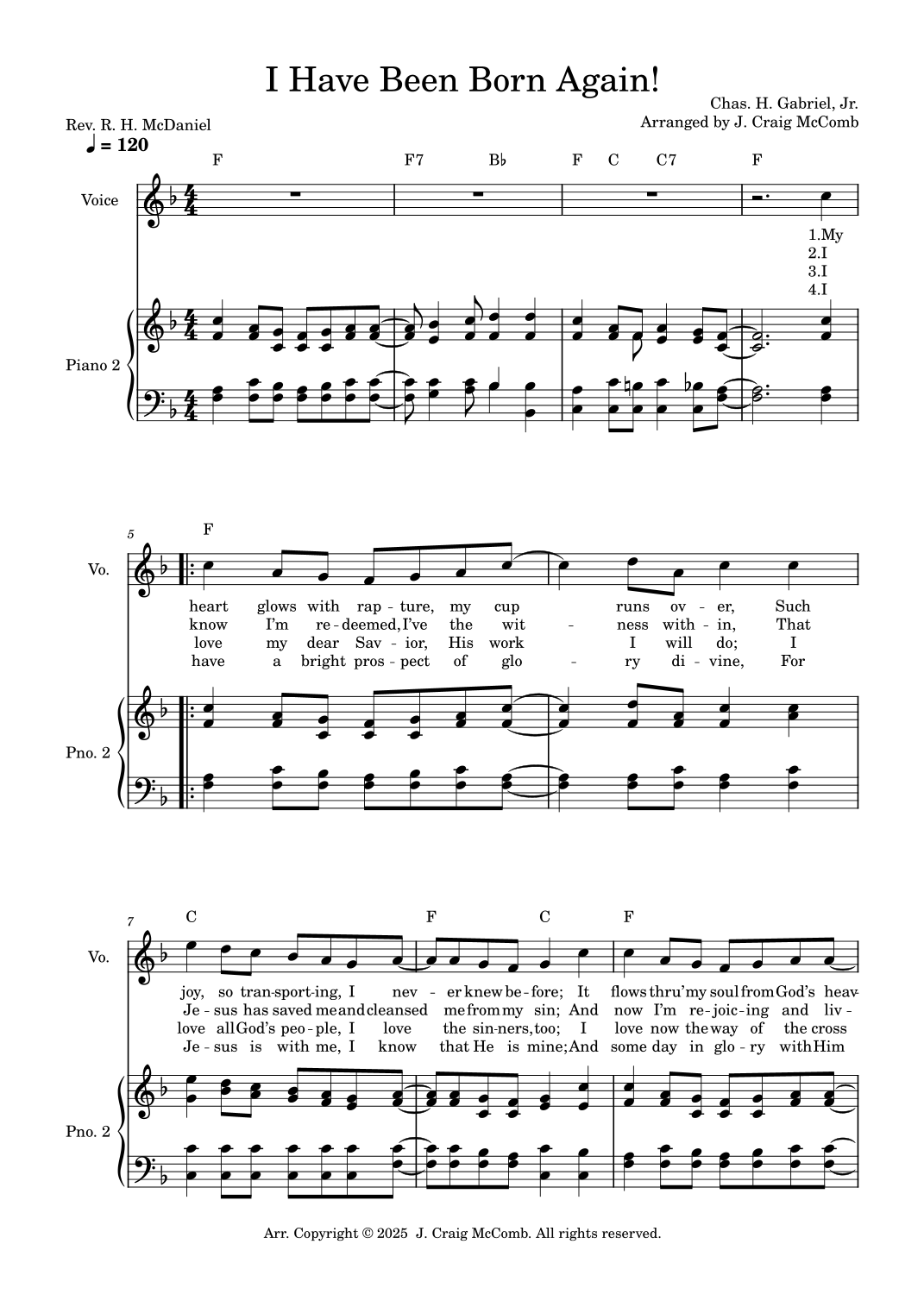 I Have Been Born Again (arr. J. Craig McComb) by Chas. H. Gabriel. Jr ...