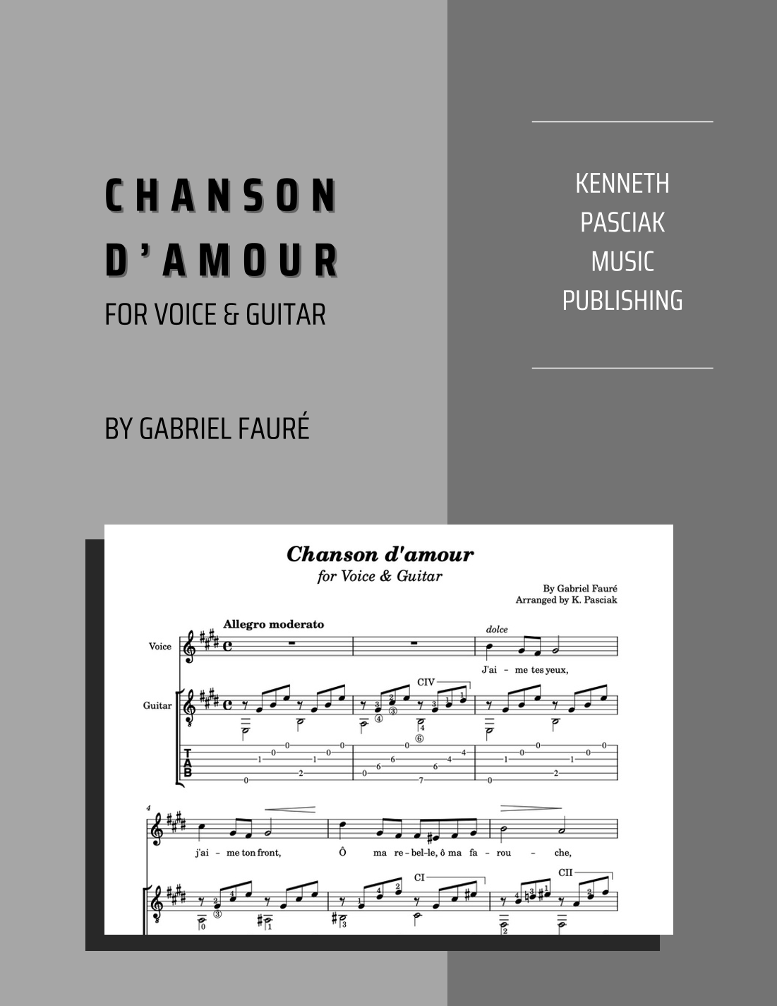 Chanson d'amour (for Voice & Guitar) (arr. Kenneth Pasciak) by Gabriel ...