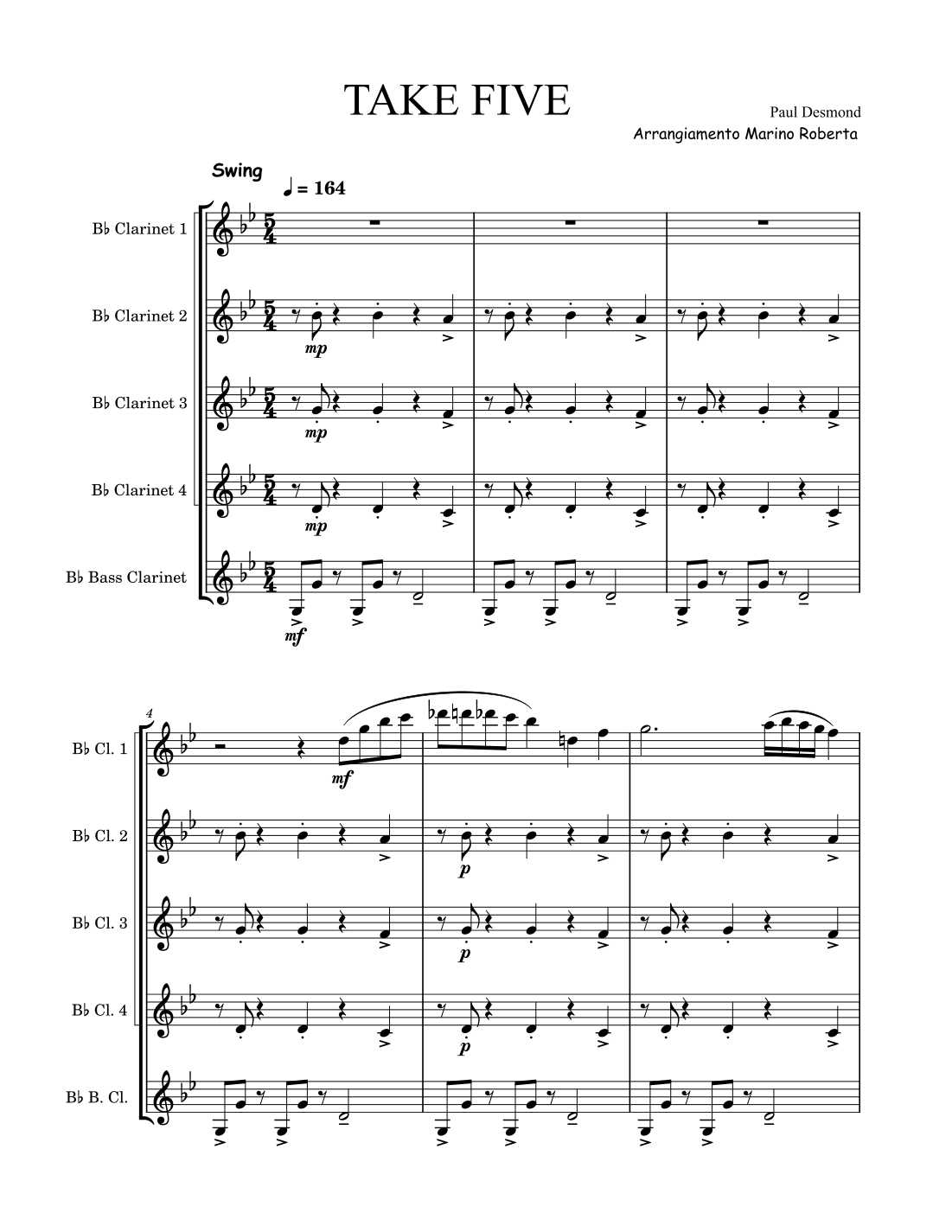 Take Five (arr. Marino Roberta) by Paul Desmond Sheet Music for ...