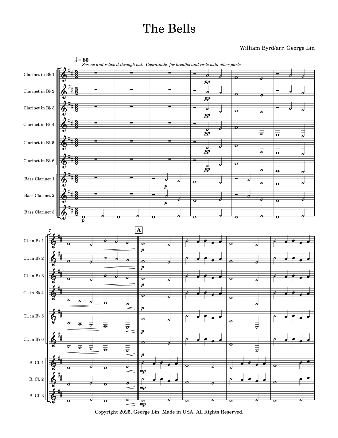 The Bells (arr. George Lin) by William Byrd Sheet Music for Woodwind ...