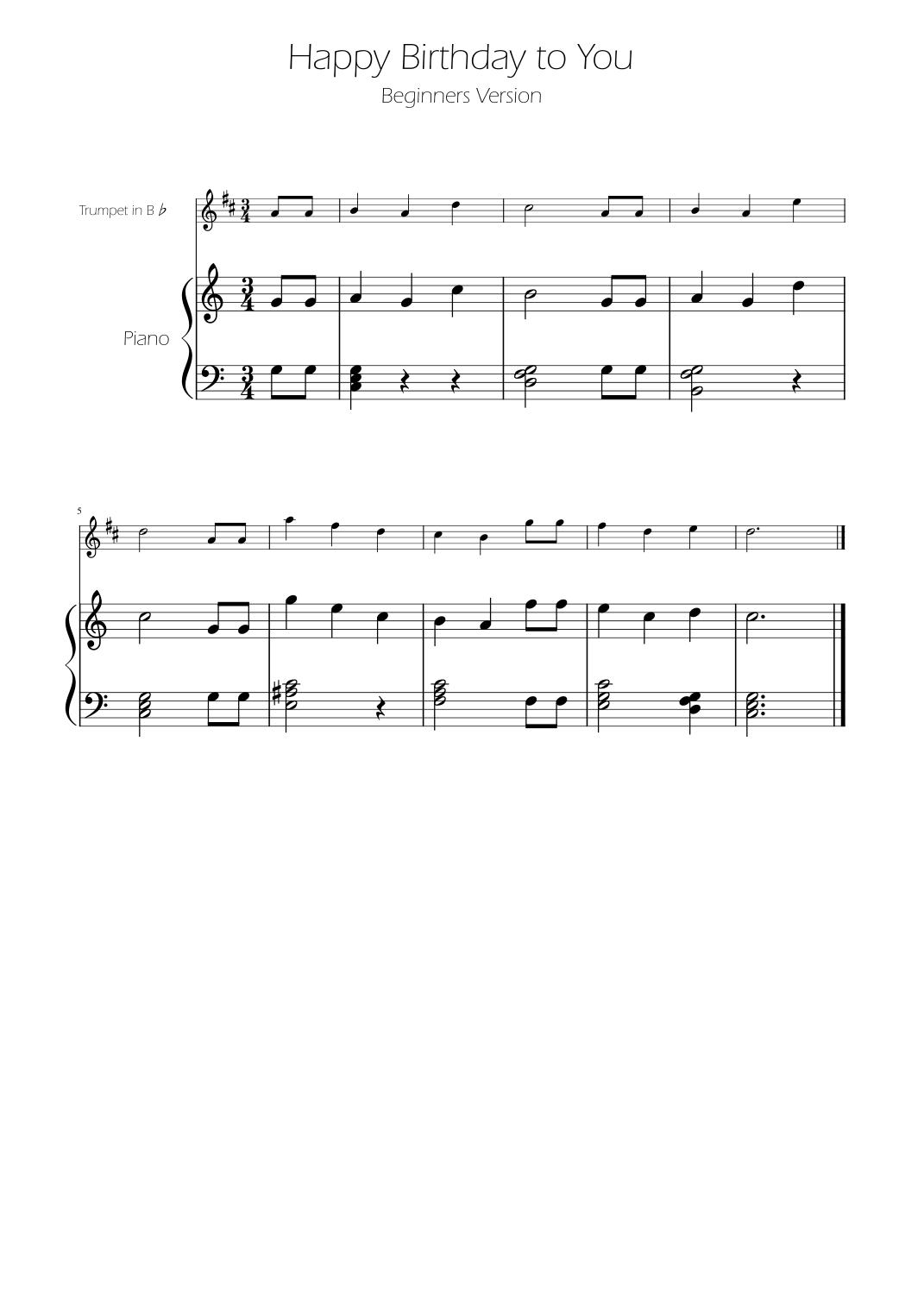 Happy Birthday to You - Trumpet Solo w/Piano (arr. Ygor Nunes) by ...