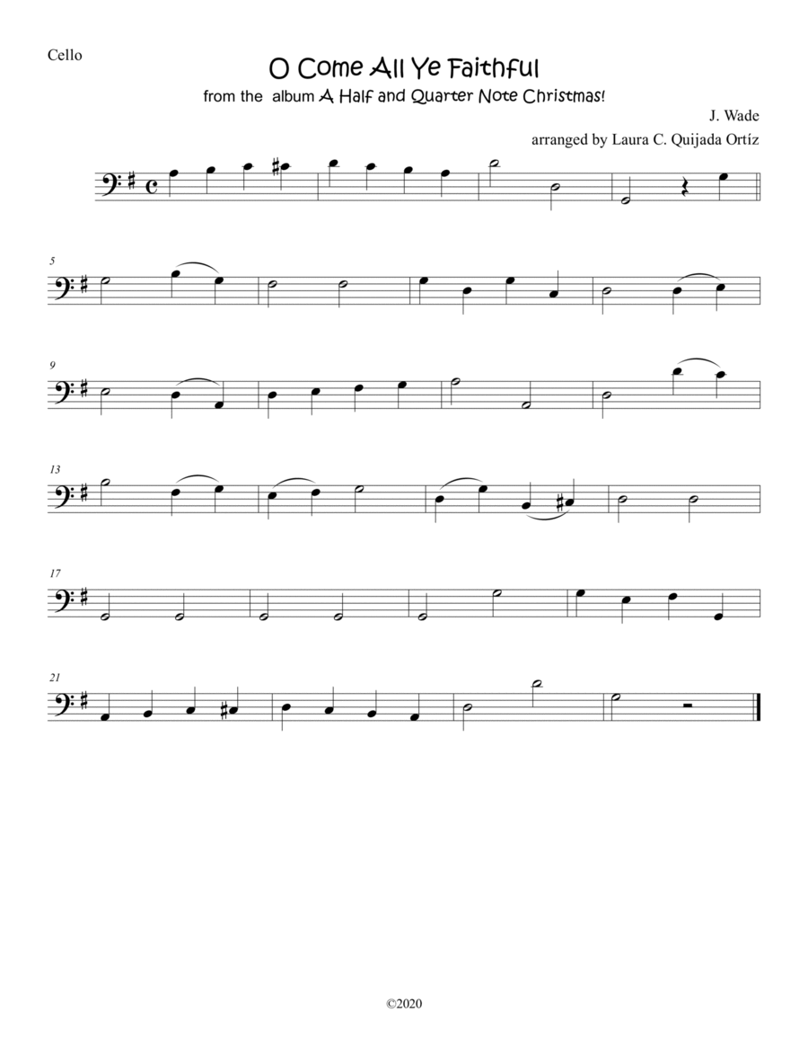 O Come All Ye Faithful, from the album A Half and Quarter Note ...