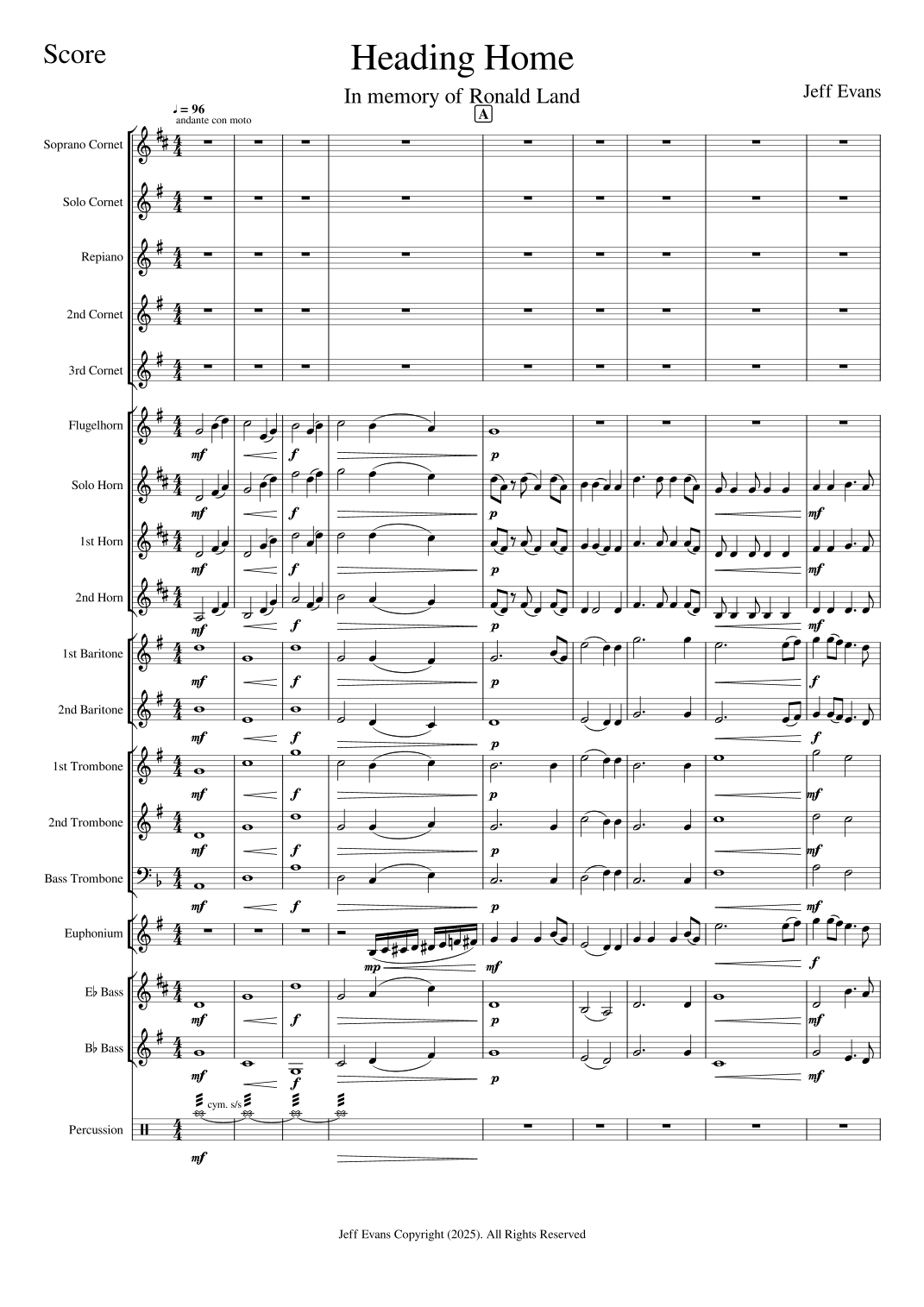 Heading Home for Brass Band by Jeff Evans Sheet Music for Brass Band at ...