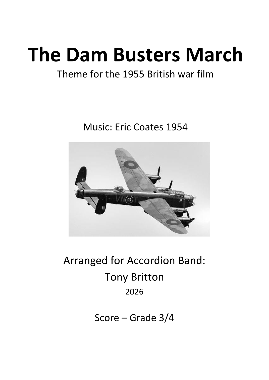 Dambusters March - Score Only (arr. Tony Britton) by Eric Coates Sheet ...