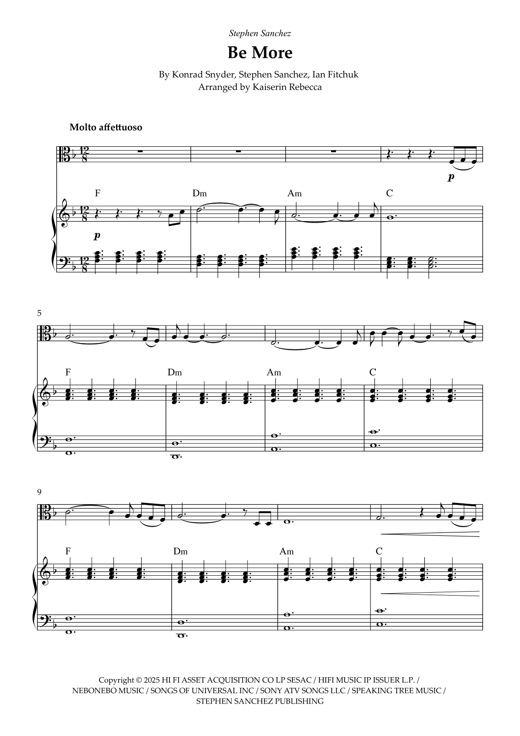 Be More (arr. Kaiserin Rebecca) by Stephen Sanchez Sheet Music for ...