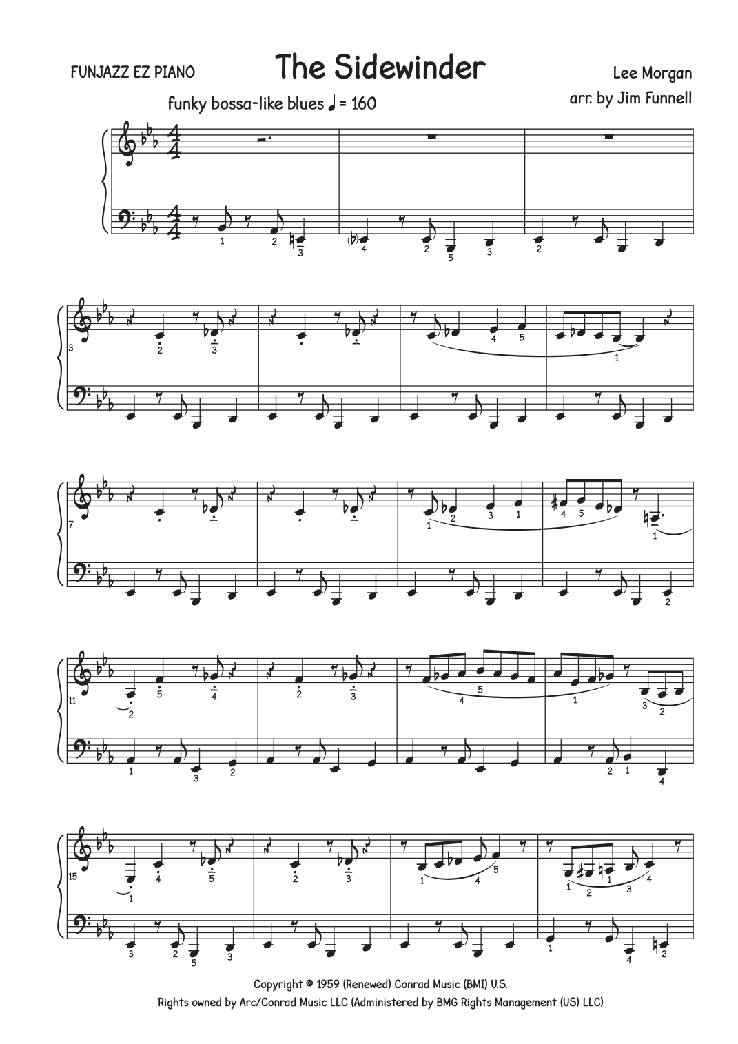 Sidewinder (arr. Jim Funnell) by Lee Morgan Sheet Music for Easy Piano ...