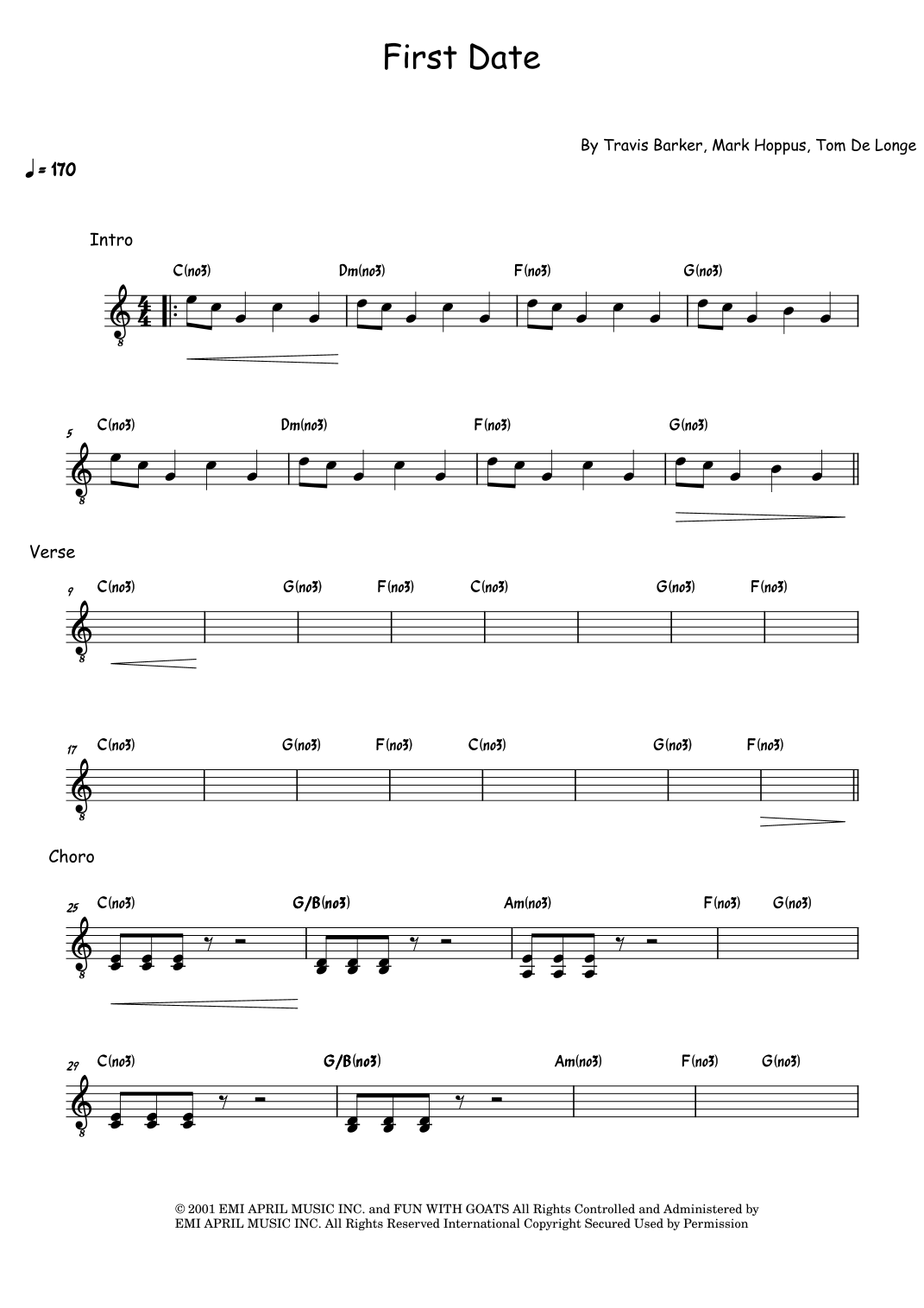 First Date (arr. Cleber Domingues) von Blink 182 Noten zum Gitarre und ...