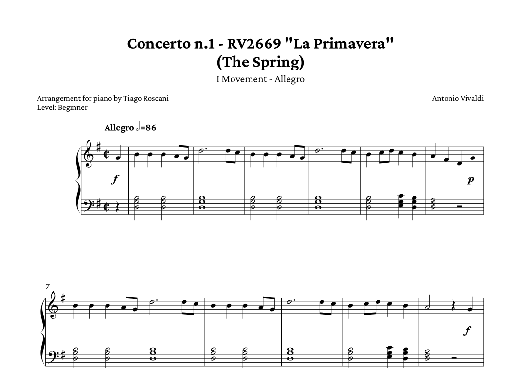 The Spring "La Primavera" from The Four Seasons (arr. Tiago Roscani) by ...