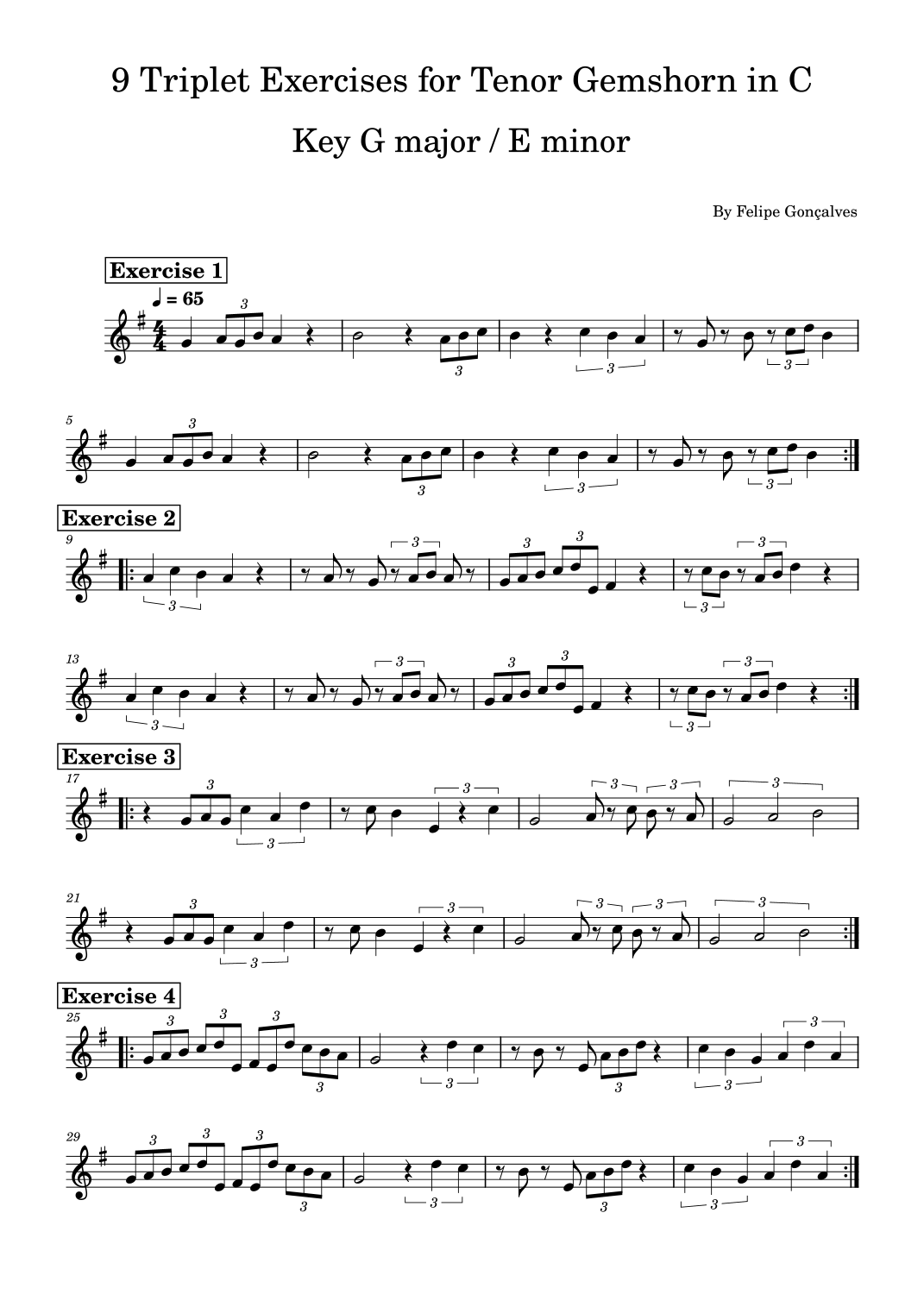 9 Triplet Exercises for Tenor Gemshorn in C von Felipe Gonçalves Noten ...