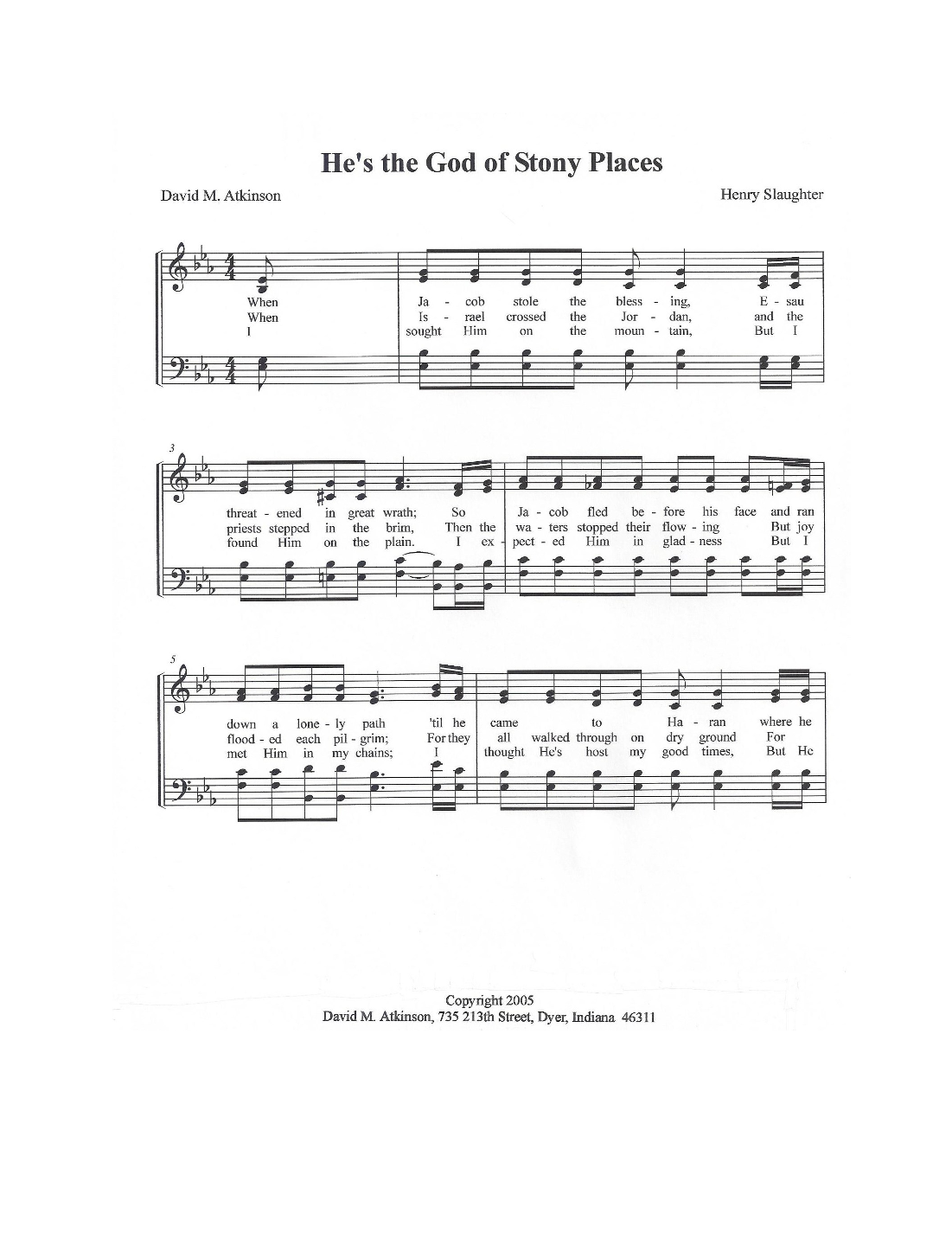 He's The God Of Stony Places by David M. Atkinson and Henry Slaughter ...