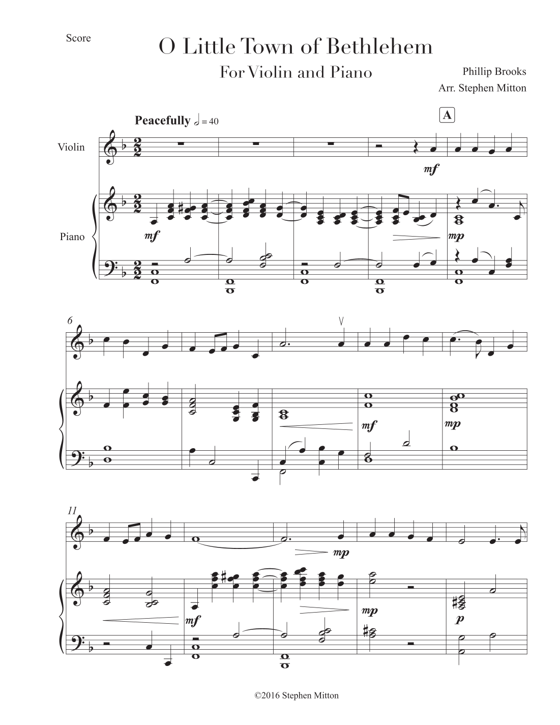 O Little Town of Bethlehem (arr. Stephen Mitton) by The Logan Quintet ...