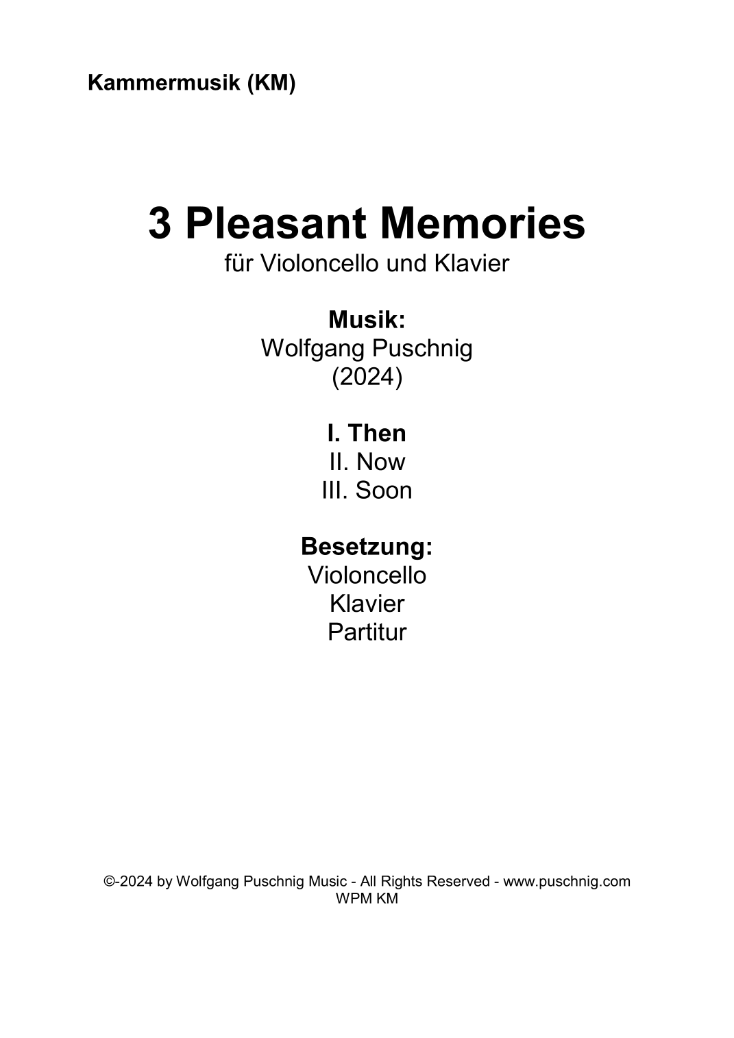 3 Pleasant Memories, 1. Then - für Violoncello und Klavier by Asja ...