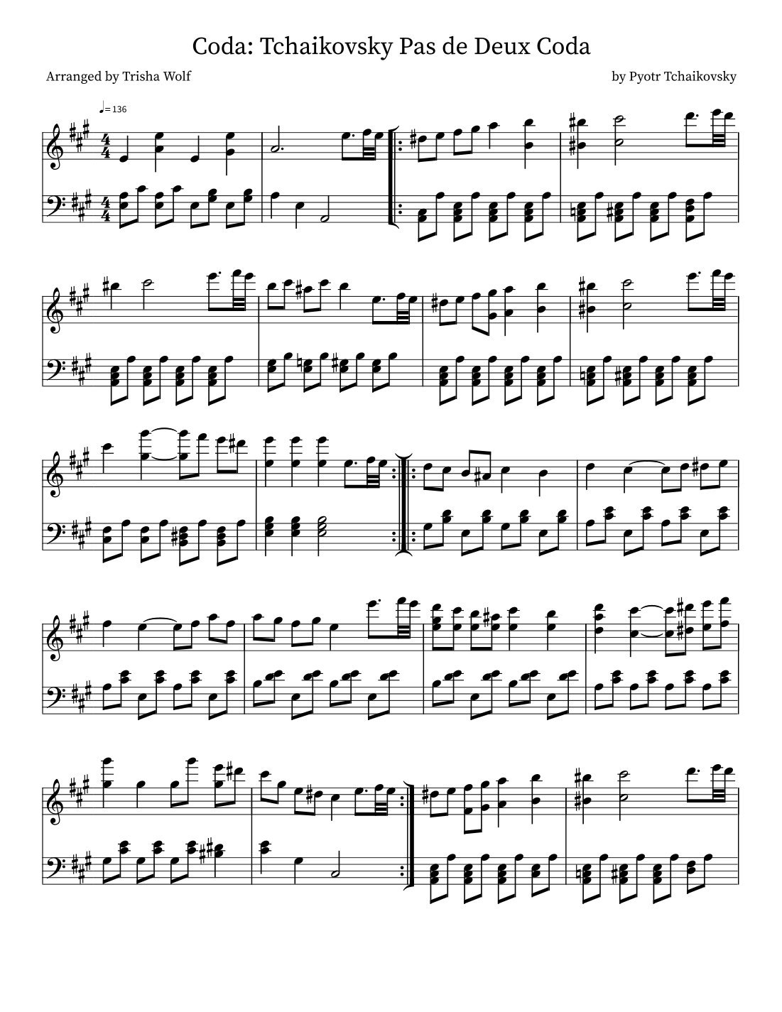 Tchaikovsky Pas de Deux (Coda) (arr. Trisha Wolf) by Pyotr Tchaikovsky ...