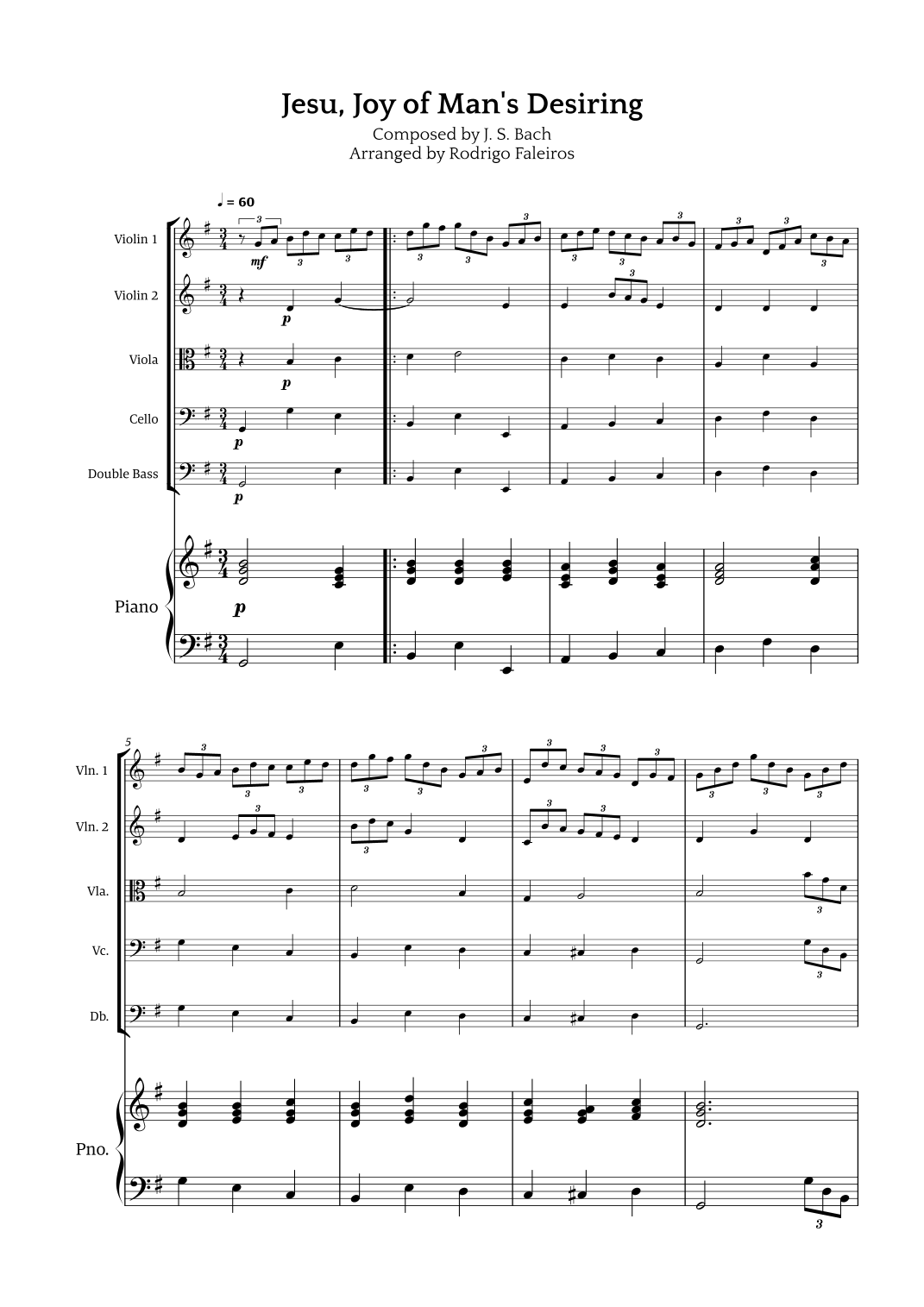 Jesu, Joy of Man's Desiring (arr. Rodrigo Faleiros) by Johann Sebastian ...