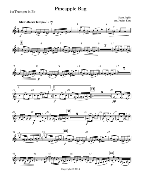 Pineapple Rag - for brass quintet - Parts Sheet Music | Scott Joplin ...