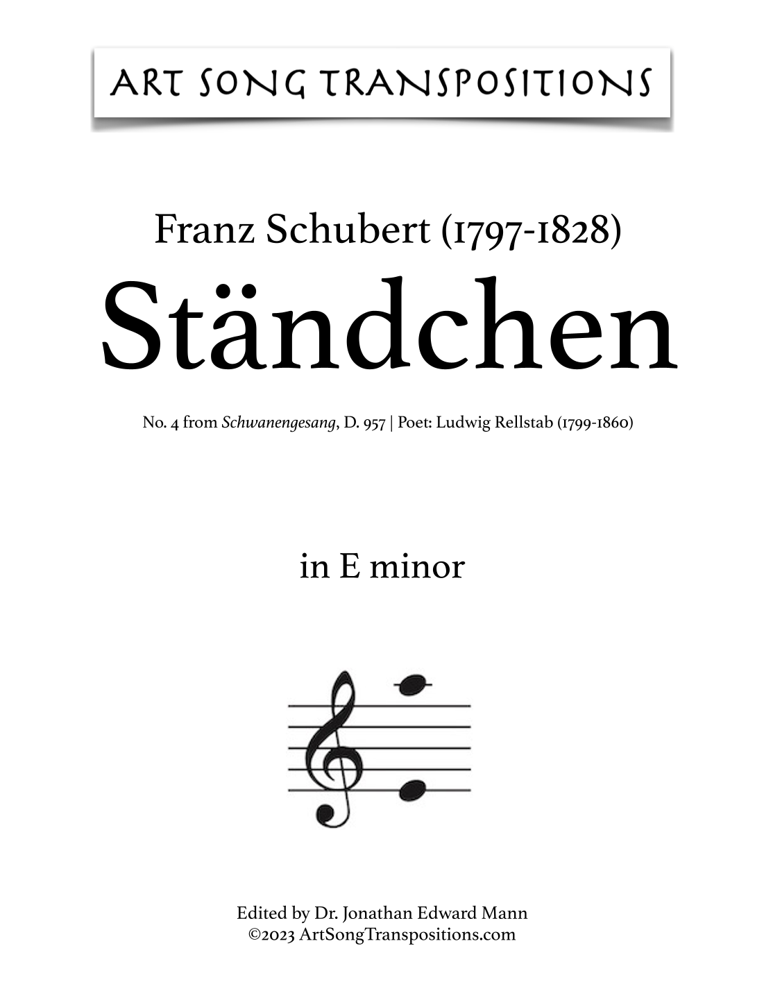 SCHUBERT: Ständchen, D. 957 no. 4 (transposed to E minor) (arr ...